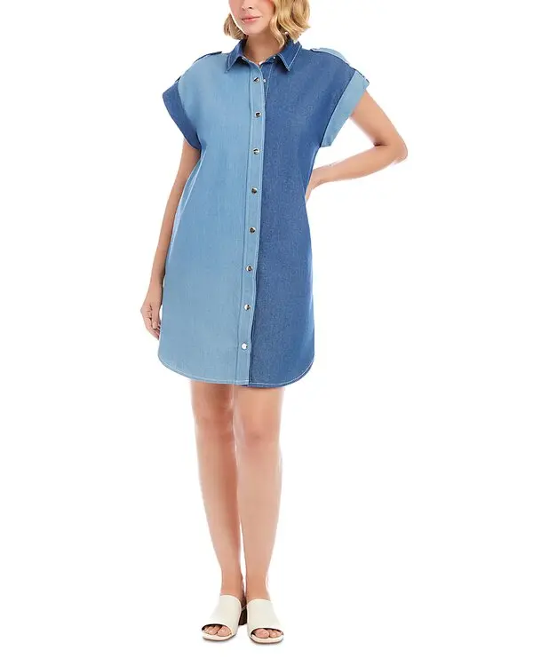Karen Kane Cap Sleeve Shirt Dress - Denim
