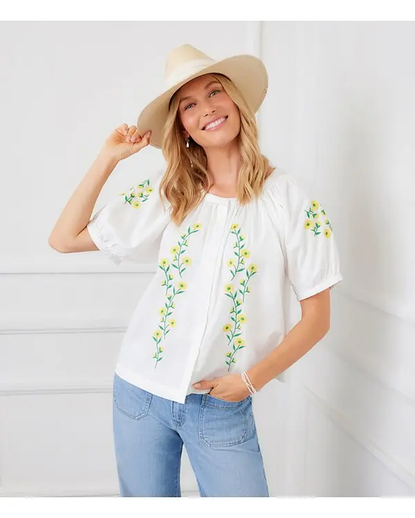 Karen Kane Embroidered Peasant Blouse
