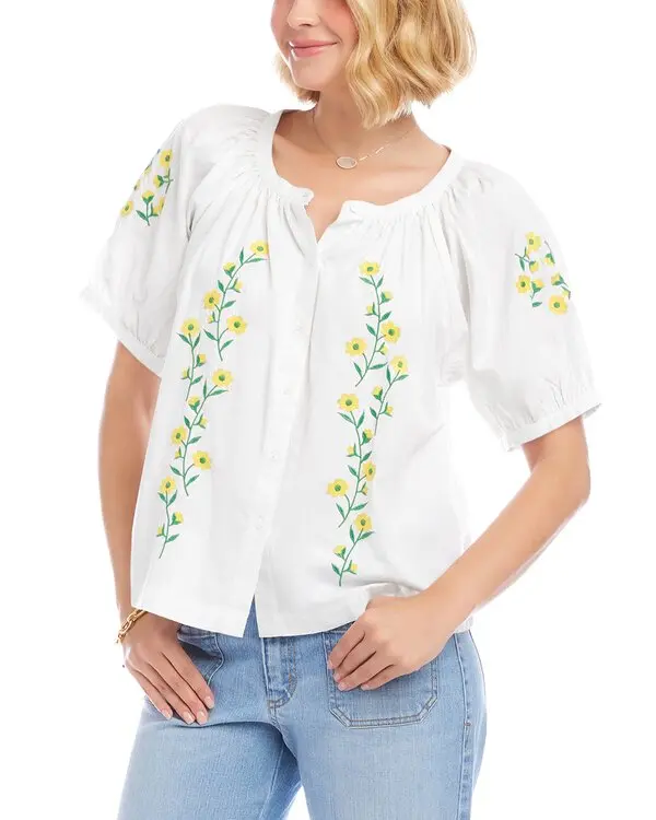Karen Kane Embroidered Peasant Blouse