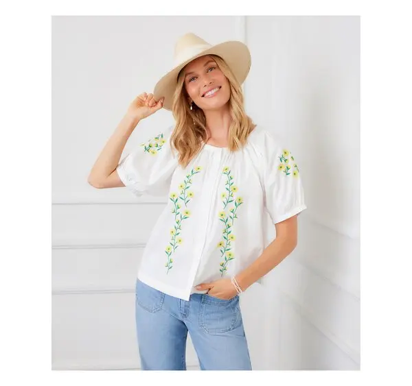 Karen Kane Embroidered Peasant Blouse