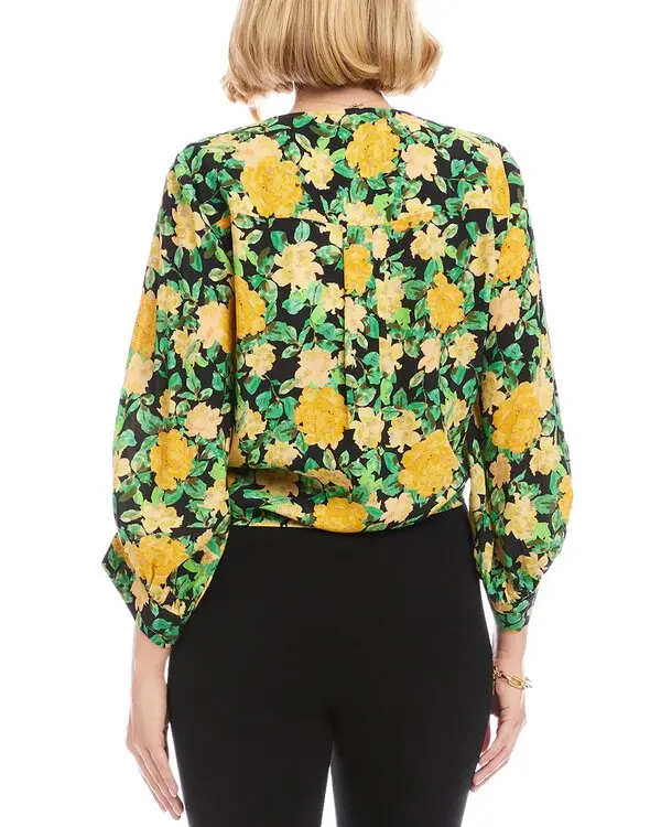 Karen Kane Blouson Sleeve Tie Front Top - Floral