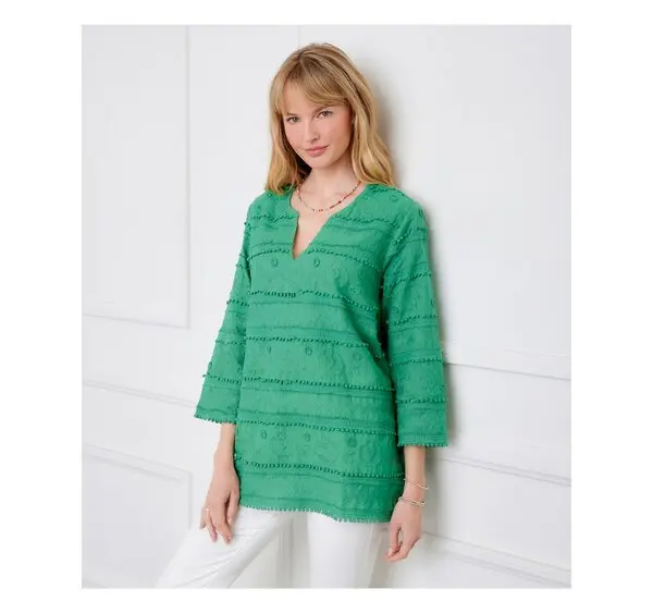 Karen Kane Embroidered Pom Pom Tunic