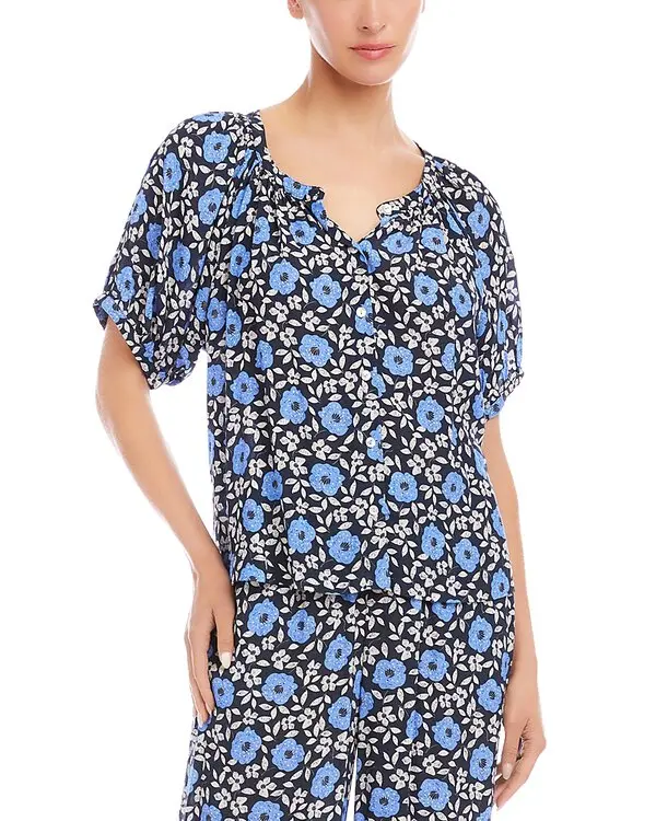 Karen Kane Puff Sleeve Peasant Top - Print