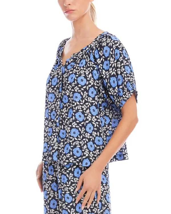 Karen Kane Puff Sleeve Peasant Top - Print