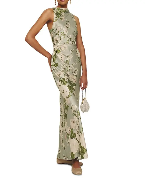REFORMATION Anaiis Silk Dress - Tarragon