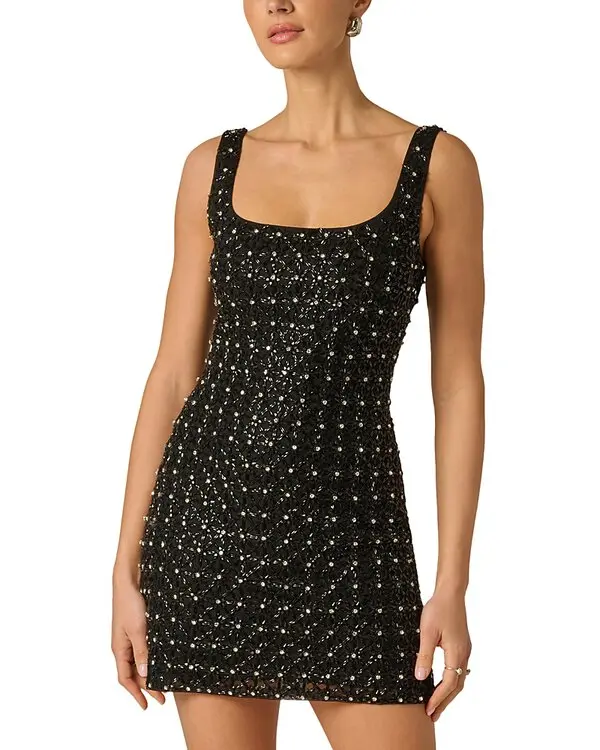 Adrianna Papell Piper Beaded Mini Dress - Black
