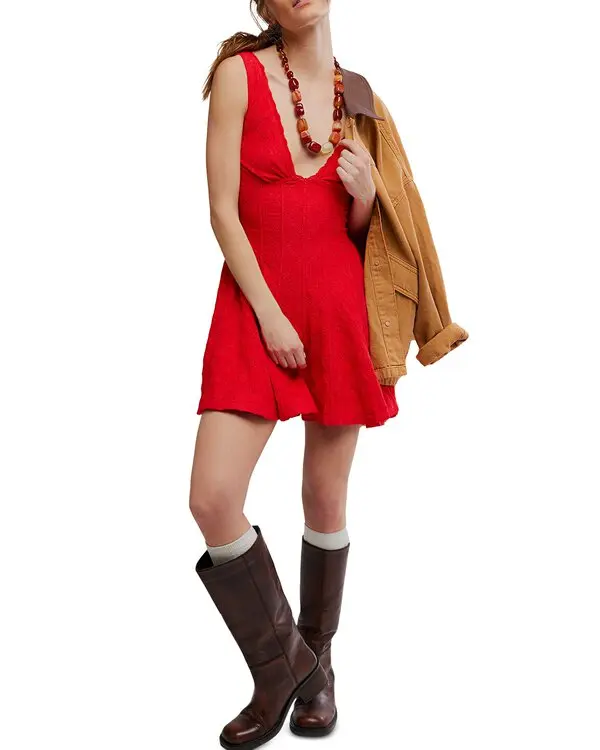 Free People Embroidered V-neck Mini Dress - High Risk