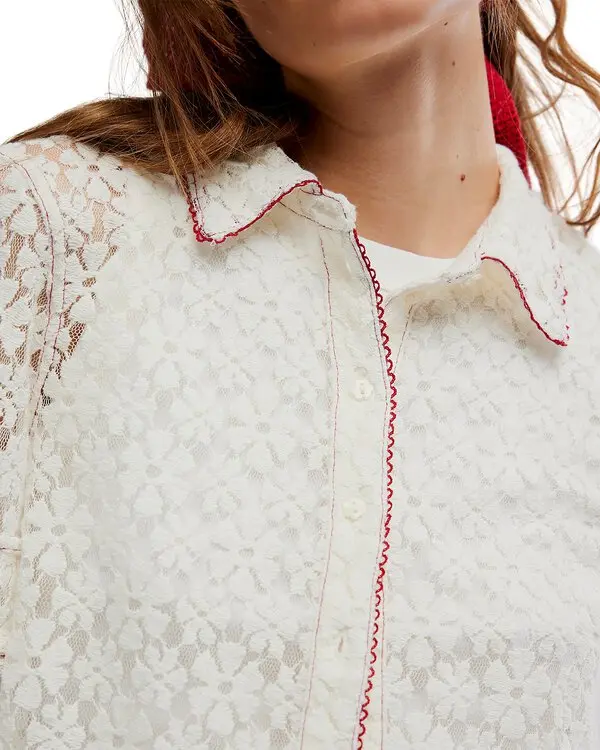 Free People Mannie Lace Button Down Shirt