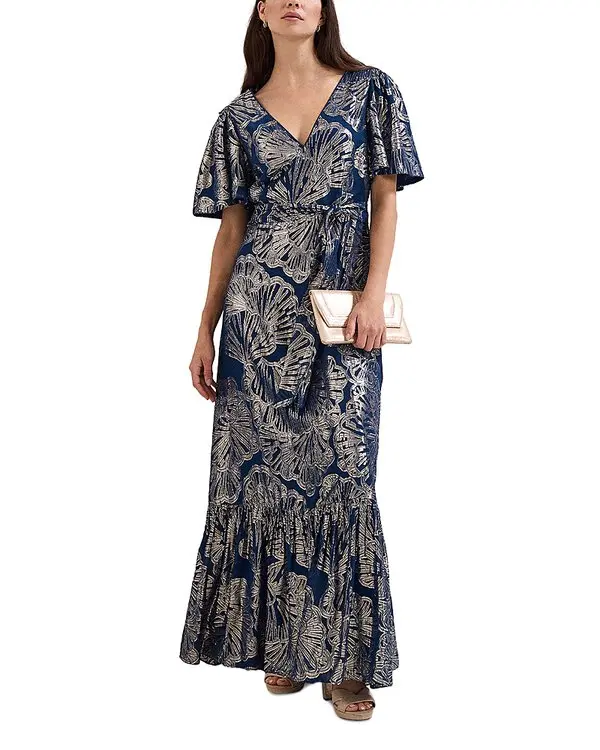 PHASE EIGHT Azale Fil Coupe Maxi Dress - Blue