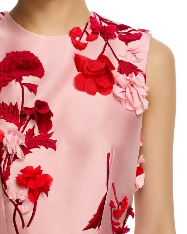 Erdem Floral Embroidered Mikado Midi Dress - Blush