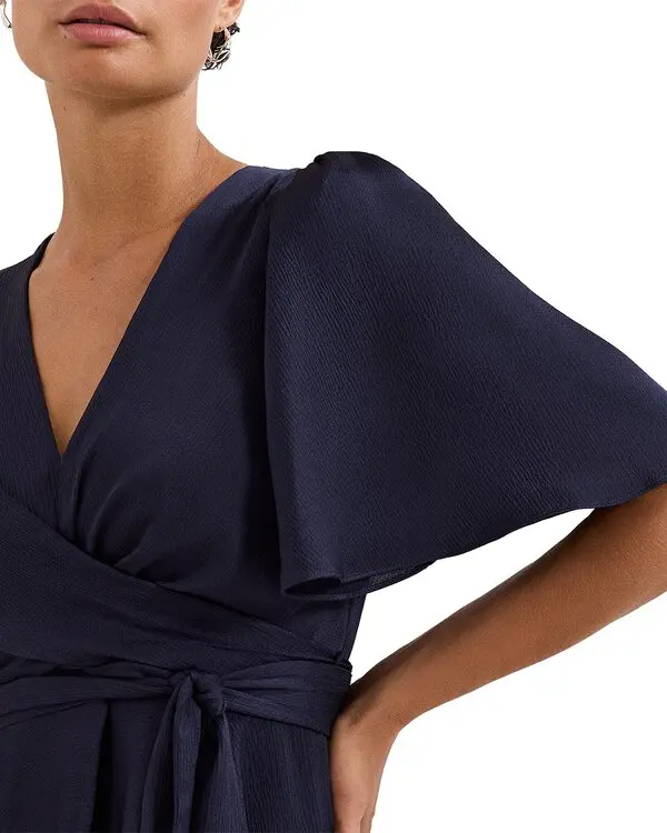 PHASE EIGHT Petites Abbie Textured Wrap Dress - Navy