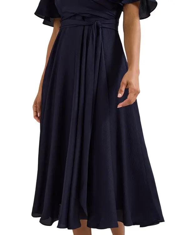 PHASE EIGHT Petites Abbie Textured Wrap Dress - Navy