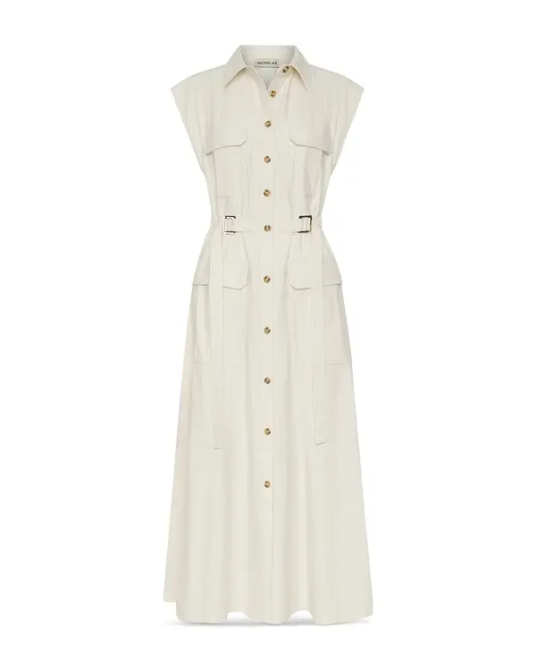 NICHOLAS Romina Utility Midi Dress - Ivory