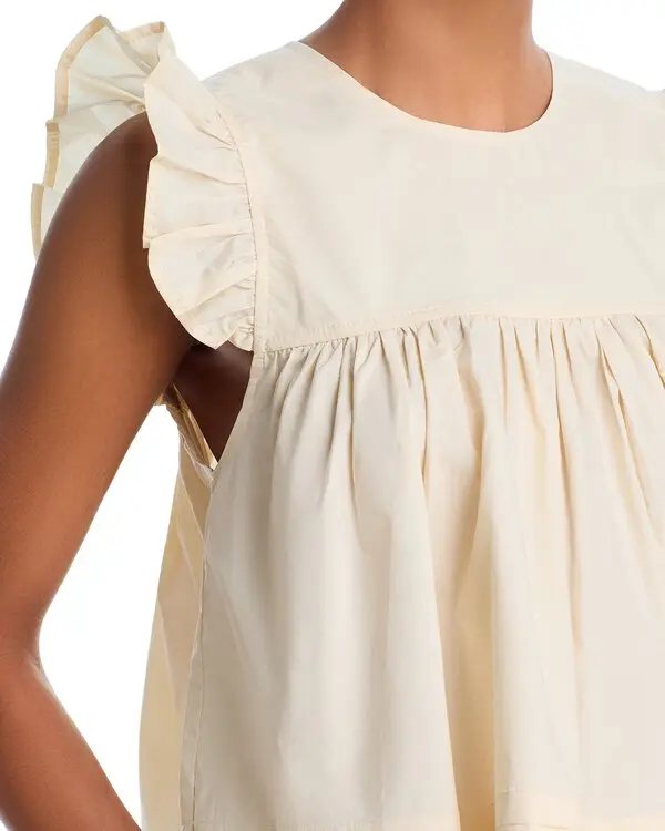 Aqua Poplin Flutter Top