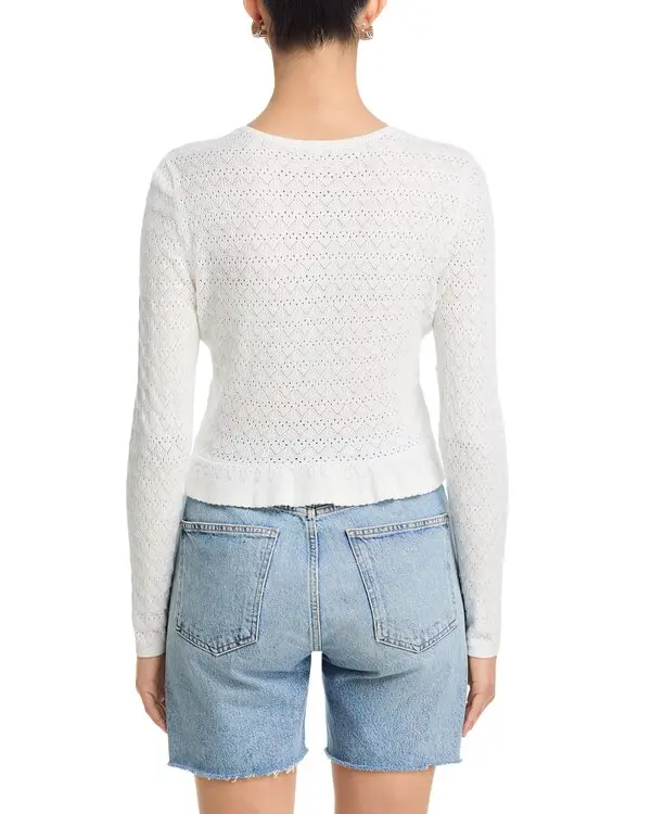 Aqua Pointelle Cardigan Sweater