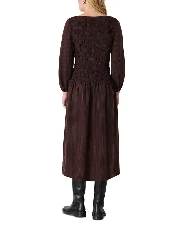 Whistles Checked Shirred Dress - Brown/multi
