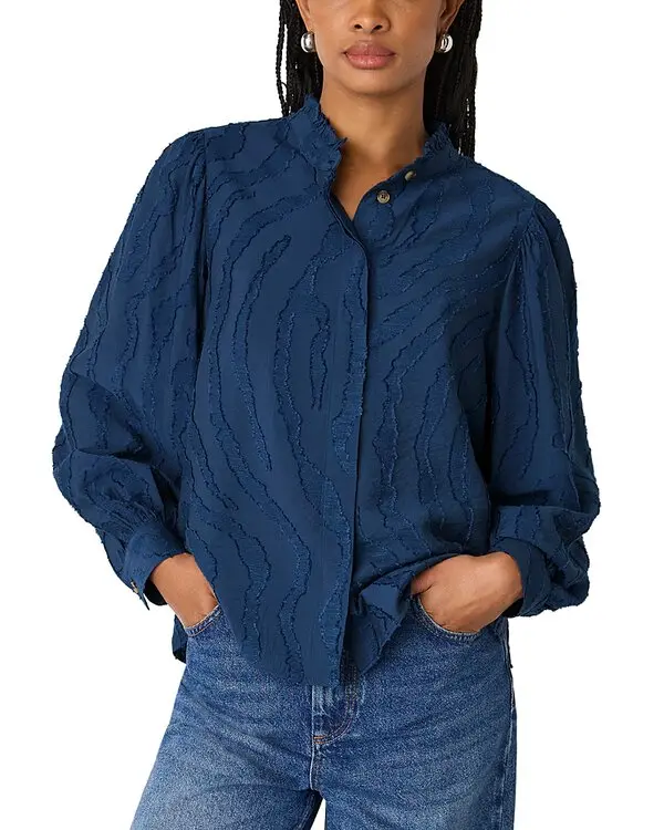 Whistles Animal Textured Shirt - Navy