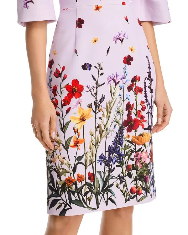 Rickie Freeman For Teri Jon Floral Print Crepe Dress