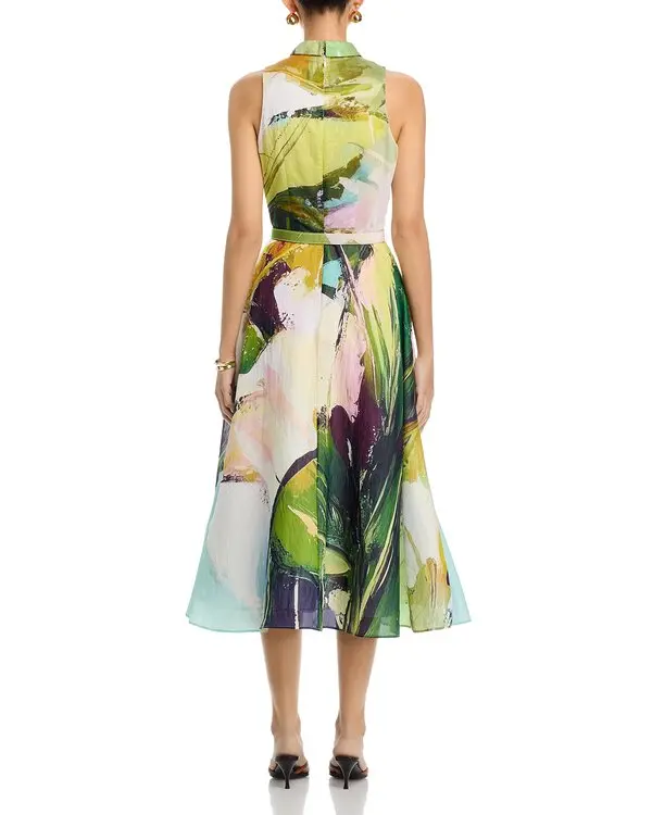 Rickie Freeman For Teri Jon Abstract Print Sleeveless Shirt Dress