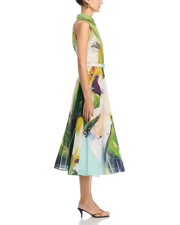 Rickie Freeman For Teri Jon Abstract Print Sleeveless Shirt Dress