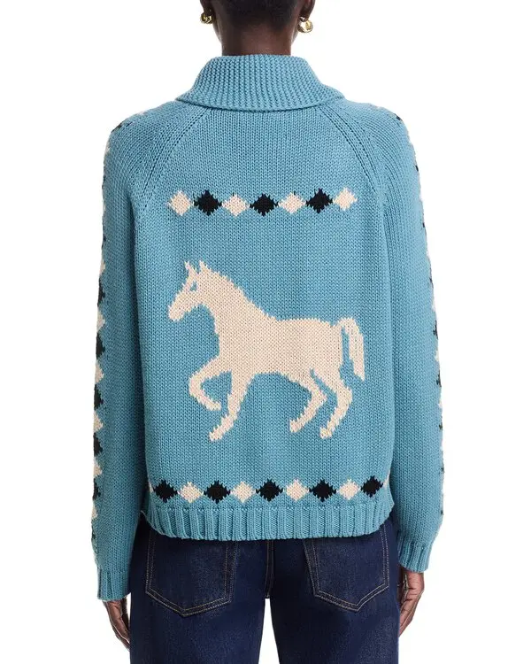 The Great. Stable Lodge Cardigan Sweater - Blue Bell