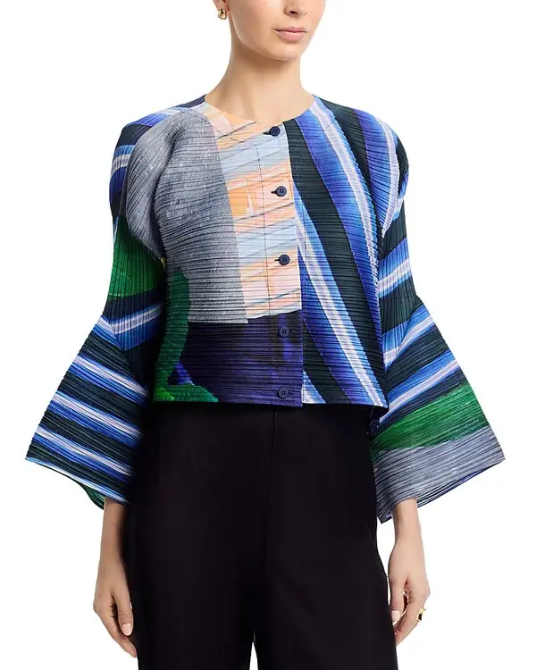 Issey Miyake City Collage Cardigan Sweater - Gray/navy