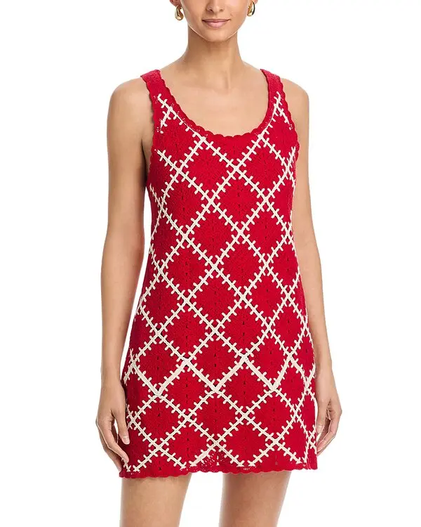 FRAME The Crochet Diamond Dress - Cherry Red