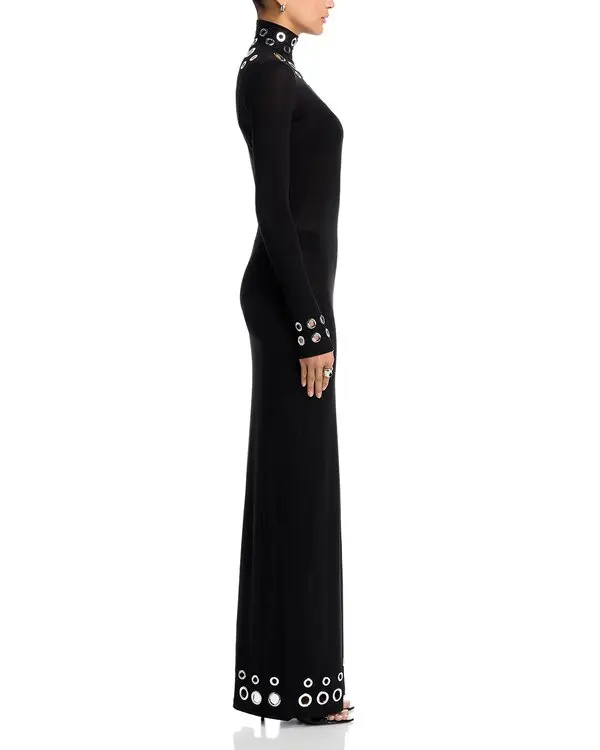 Rabanne Grommet Mock Neck Gown