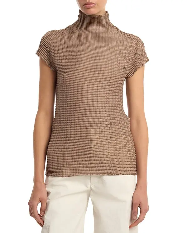 Issey Miyake Wooly Pleats Top - Greige