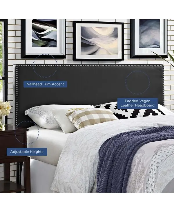 MODWAY Phoebe Upholstered Vinyl Headboard - Black