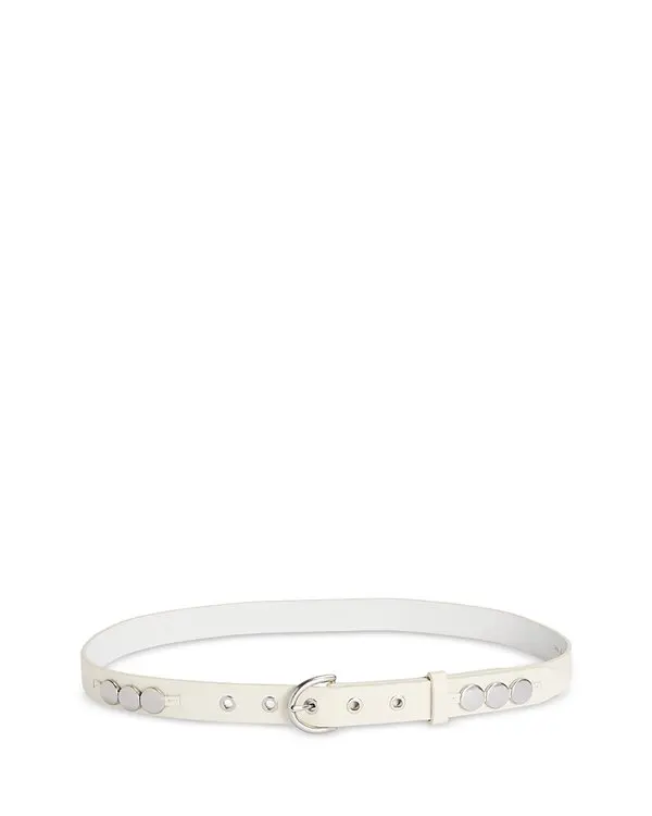 Rag & Bone Luna Disc Detail Leather Belt - Antique White