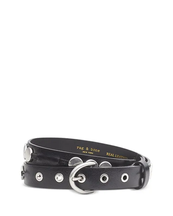 Rag & Bone Luna Disc Detail Leather Belt - Black