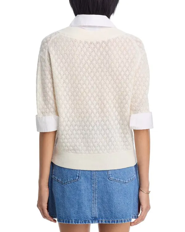Tanya Taylor Esme Pointelle Knit Top - Cream