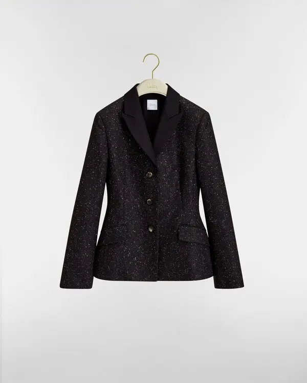 Dior Bar Jacket - Black Silk-virgin-wool-blend Tweed Embroidered With Multicolor Sequins