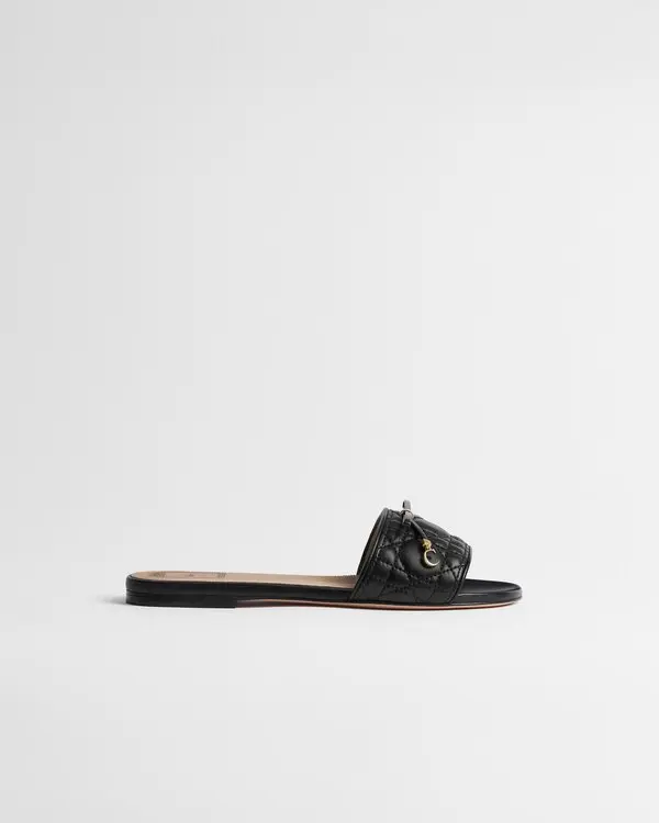 Dior Cannage Slide - Black Quilted Cannage Lambskin