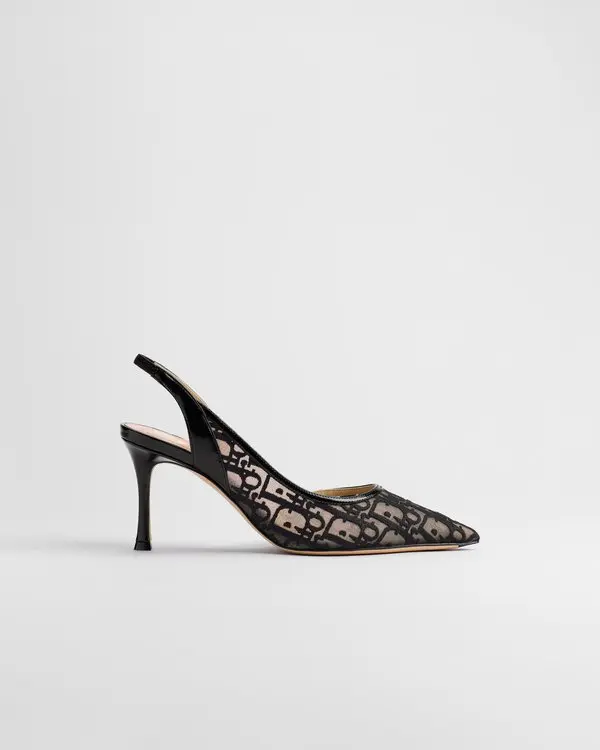 Dior Adiorable Slingback Pump - Black Dior Oblique Embroidered Mesh