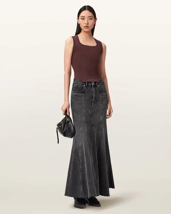 ALLSAINTS Alma High Rise Denim Skirt - Black