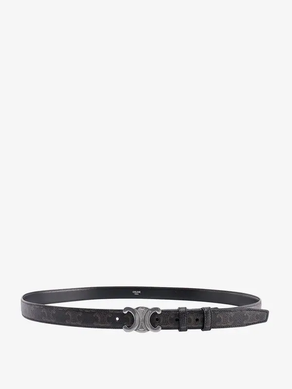 Celine Triomphe Coated Canvas Belt - Black