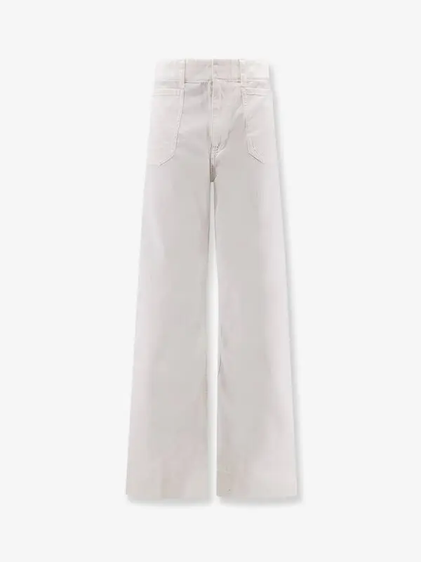 Celine Cotton Trousers With Triomphe Embroidery - White