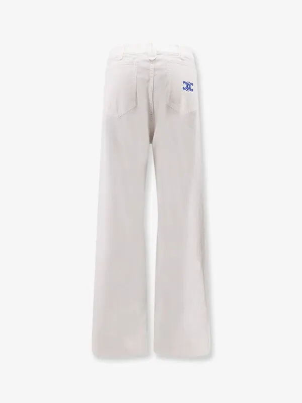 Celine Cotton Trousers With Triomphe Embroidery