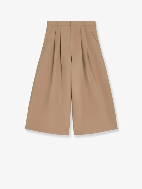 Celine Montauk Wool And Cotton Trousers - Beige
