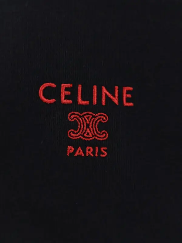 Celine Cotton Tshirt With Contrasting Logo On The Front