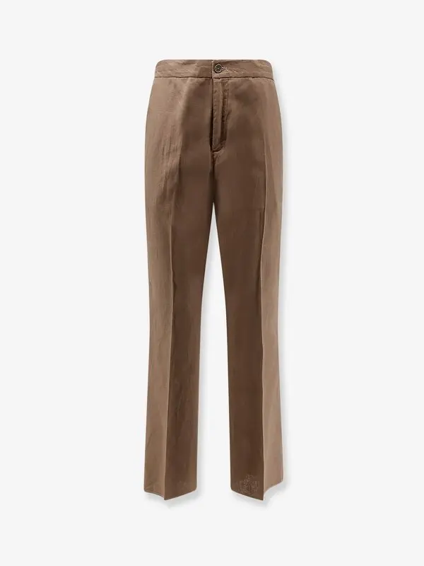 HEVO Torre Chianca Linen And Viscose Trousers - Brown
