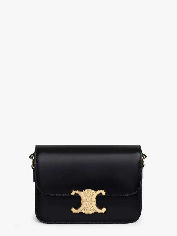 Celine Teen Triomphe Leather Crossbody Bag - Black