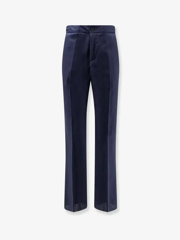 HEVO Linen And Viscose Trousers - Blue
