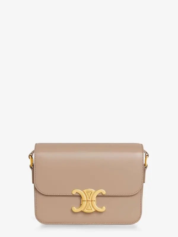 Celine Teen Triomphe Leather Crossbody Bag - Beige