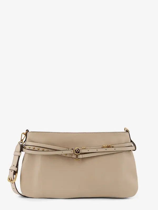 Pinko Leather Belt Bag Crossbody Bag - Beige