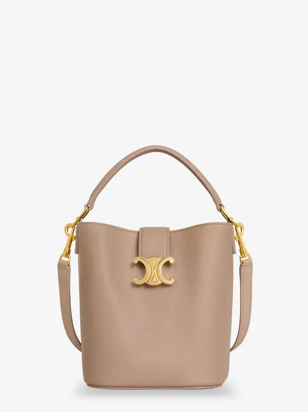 Celine Louise Small Leather Bucket Bag - Beige