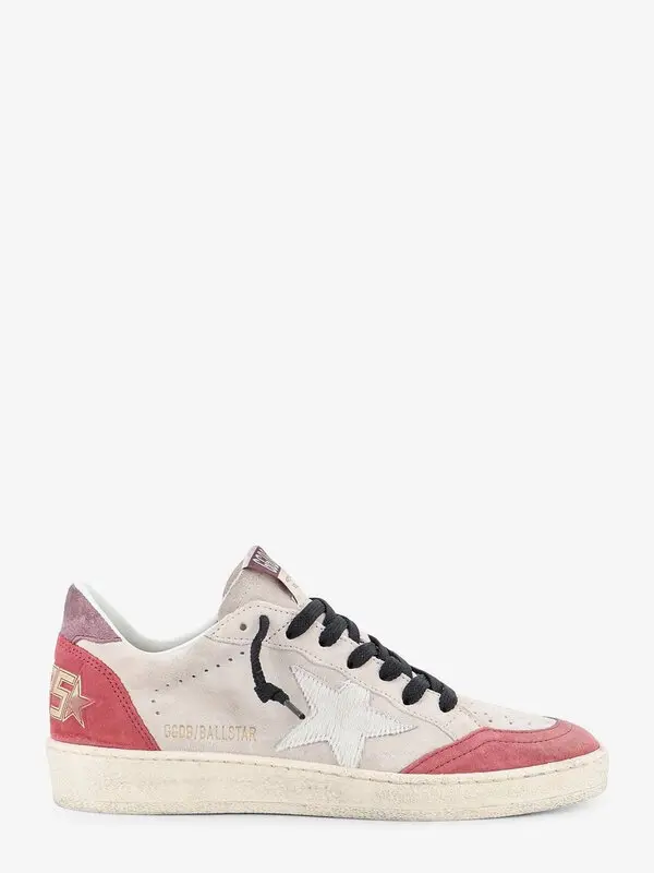 GOLDEN GOOSE Ballstar Suede Sneakers With Logo On The Side - Beige
