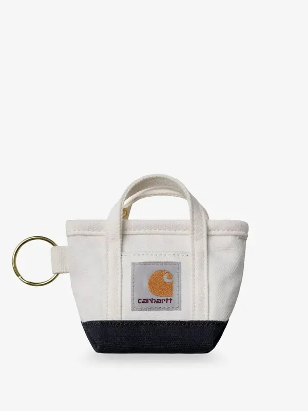 Carhartt Work In Progress Mini Tote Bag Key Ring - White